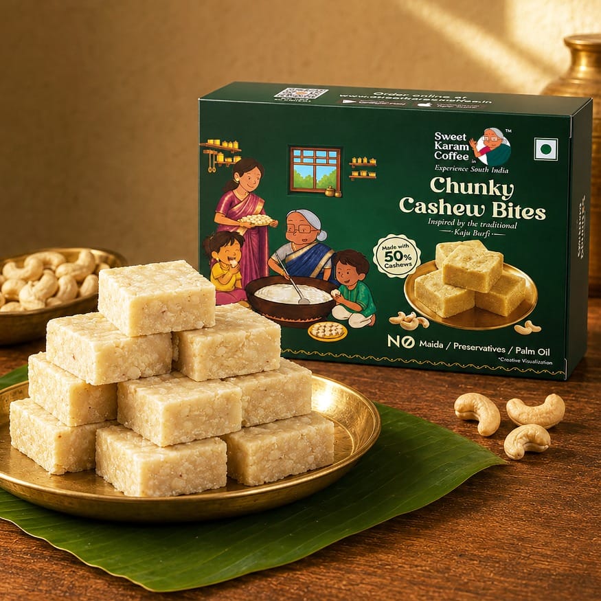 Chunky Cashew Bites Online | Authentic Homemade Sweet | Sweet Karam Coffee